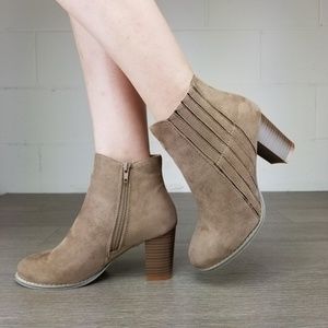 Shoes | Faux Suede Bock Heel Ankle Bootie P | Poshmark